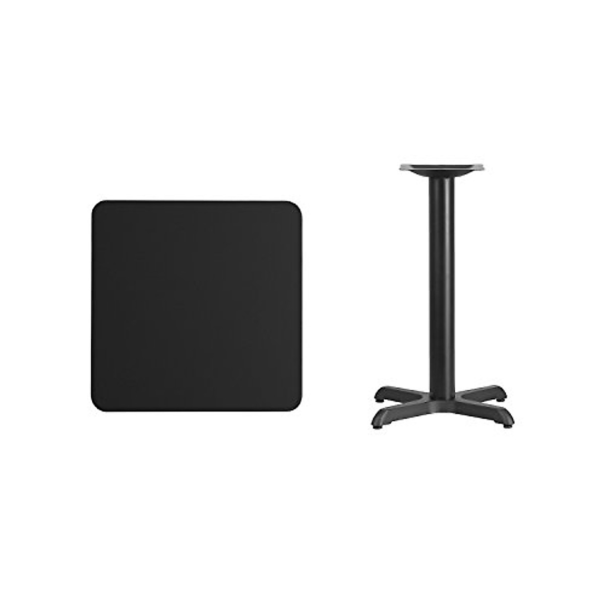 EMMA + OLIVER 24" Square Black Laminate Table Top with 22"x22" Table Height Base