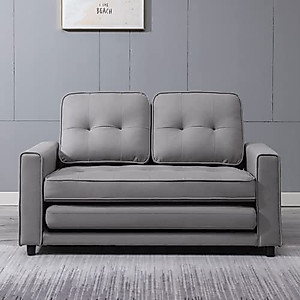 BALUS Convertible 3-in-1 Folding Sofa Bed, Loveseat Sleeper Cot, 84" Tri-Fold Multi-Function Modern Breathable Couch, Folding Mattress for Guests, Futon for Living Room, Floor Sofa Bed(Light Grey)