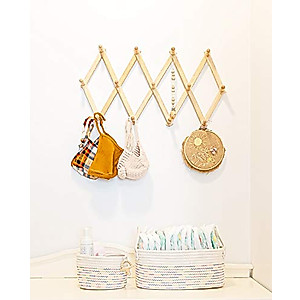OrganiHaus Set of 3 Rainbow Nursery Storage Baskets for Shelves, Baby Changing Basket, Small Woven Baskets for Storage, Cotton Rope Basket for Toys, Basket with Handles, Round Towel Basket Bins