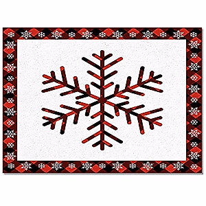 Area Rug Absorbent Non-Slip Rectangle Rug Christmas Red Lattice Snowflake White Rugs for Living Room Bedroom Kitchen Entryway, Soft Floor Mat Indoor Carpet Accent Rugs 2x3 Feet
