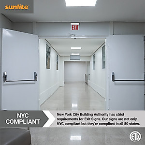 Sunlite 05277 LED Edge Lit Exit Sign, Clear Panel with Etched Bright Red Lettering, 90-Min Battery Power Back-Up, Dual Voltage 120-277V, Universal Mounting, Long Lasting, Fire Safety, NYC Compliant