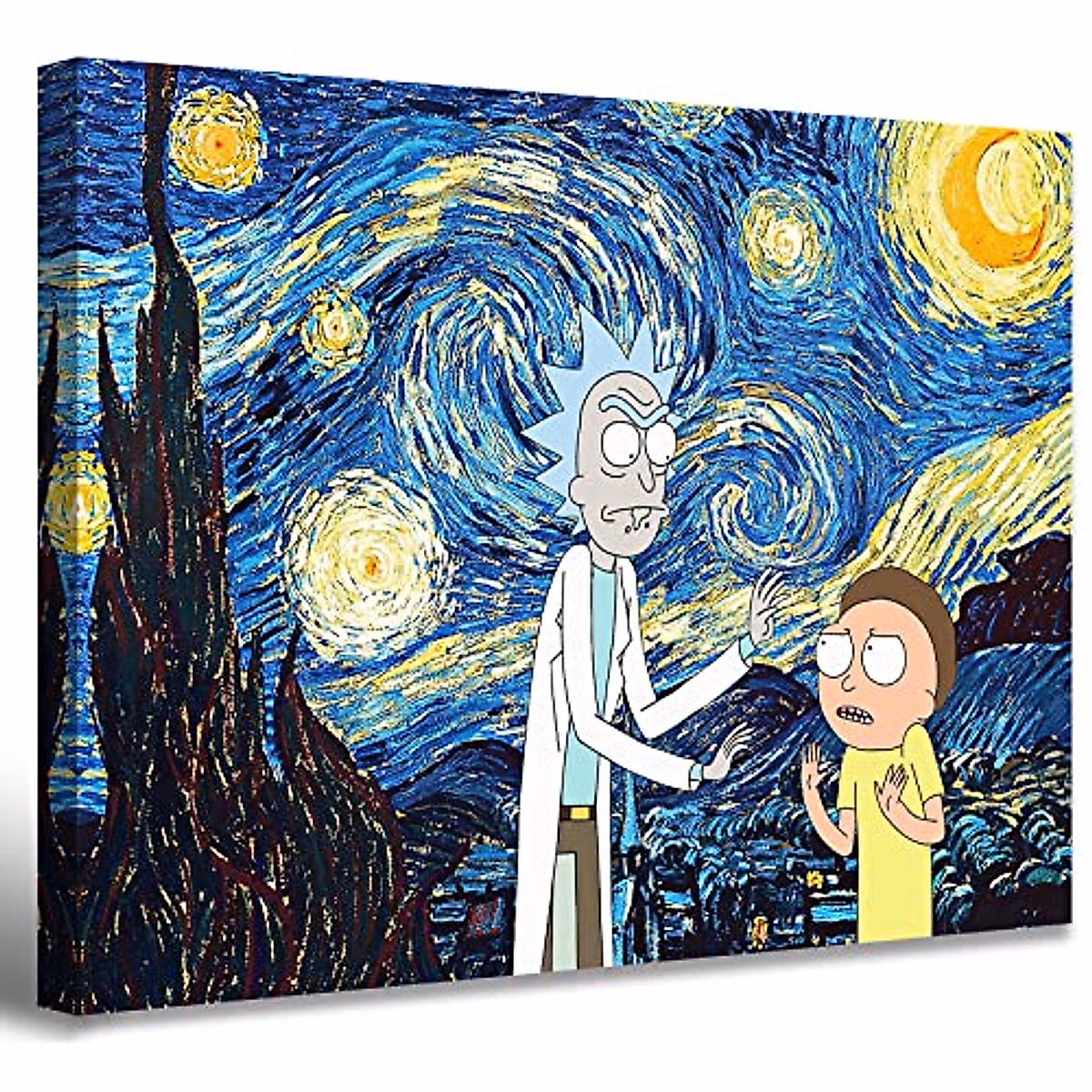 Catyendy Rick and Morty Canvas Wall Art Prints Oil Painting Posters Decor Boy's Room for Living Room Home Artwork Framed Ready to Hang 12" W x 16" H