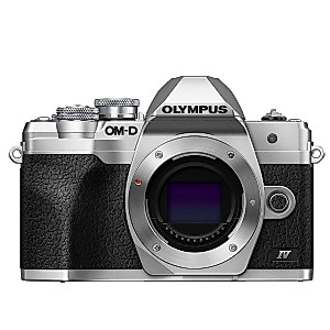 Olympus OM-D E-M10 Mark IV Mirrorless Camera, Silver with Olympus M. Zuiko 14-42mm f/3.5-5.6 II R Lens, Silver