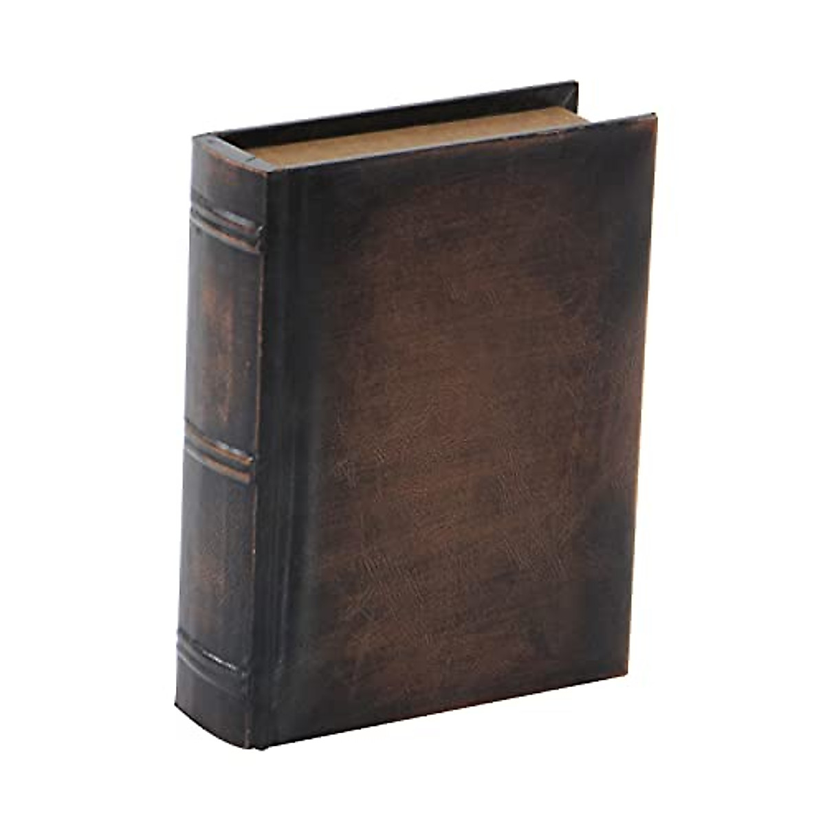 Deco 79 Wood Faux Book Box with Faux Leather Detailing, Set of 3 13", 10", 8"H, Brown