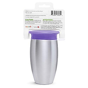 Munchkin® Miracle® Stainless Steel 360 Toddler Sippy Cup, 10 Ounce, Purple