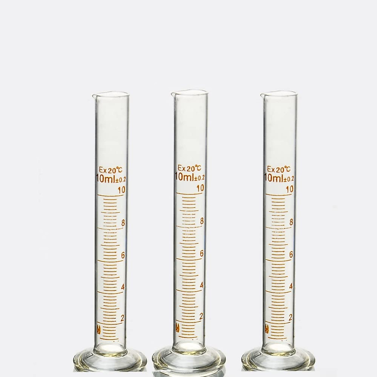 10ml Graduated Glass Cylinders (3/Pack), Measuring Glass Test Jars Borosilicate 3.3 Glass, Single Metric Scale for Lab Research Industry Teaching Brewing Wine Making Kitchen