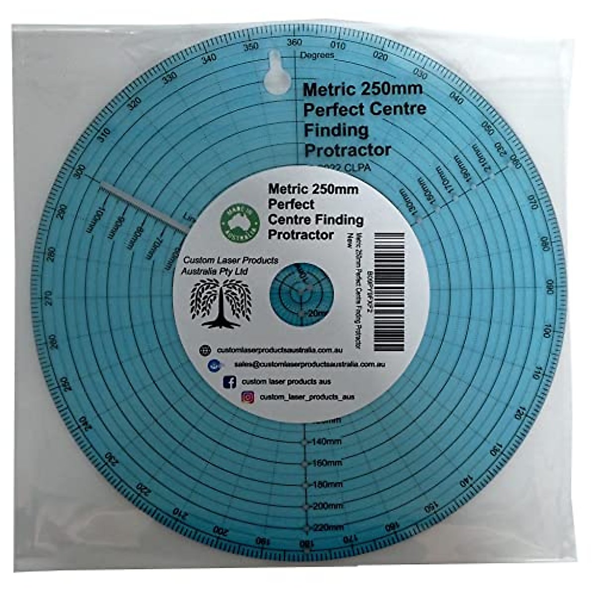 This clearly printed 250mm circle center finder tool, protractor, and circle maker tool and compass for woodworking and wood turning. Find the center of timber or dowel with our center finder ruler.