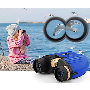 Kids Binoculars Toy Gifts for 3 4 5 6 7 8 9 10 11 12 13 Years Old Boys Girls – Compact and Shock Proof Mini Binoculars for Kids 8x21 Zoom Bird Watching Sporting Events Children Best Present (Blue)