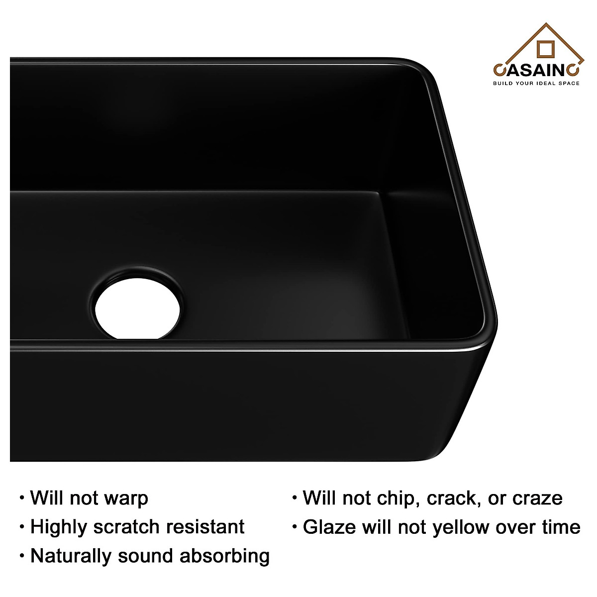 CASAINC 30-inch Kitchen Sink Black, Farmhouse Sink Fireclay Apron -Front Farmhouse Deep Single Bowl, Farmhouse Sink with Stainless Steel Bottom Grid and Kitchen Sink Drain
