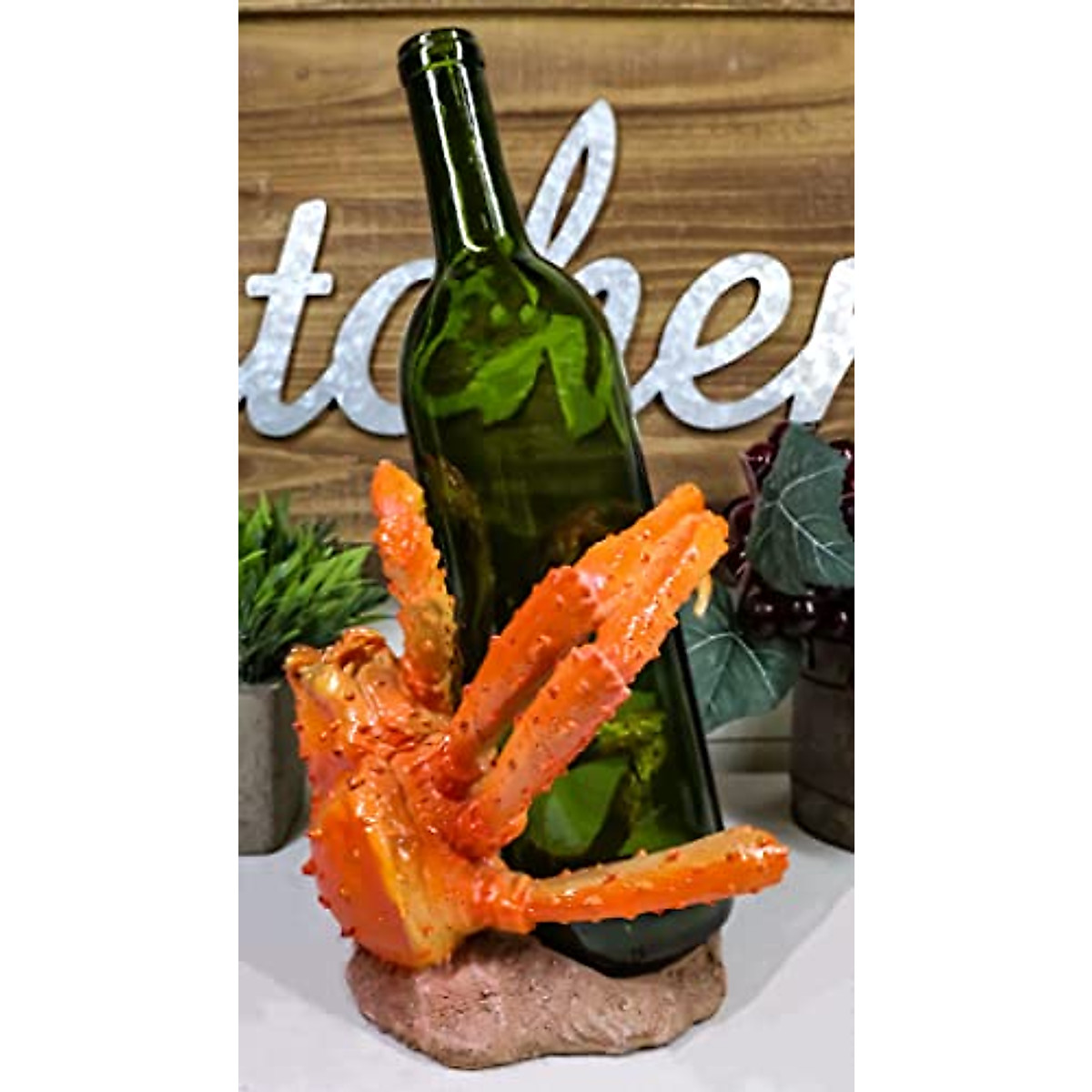 Ebros Gift Nautical Coastal Giant Spider Anthropod Crab Wine Bottle Holder Caddy Figurine Home Kitchen Dining Party Hosting Decor Sea Life Marine Seafood Crustacean Statue