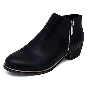 Nautica Women's Ankle Boots - Chic Vegan Leather Booties with Zipper | Low Heel, Versatile Style for Winter Fashion, Dress, or Casual Wear-Alara-Black Size-7.5