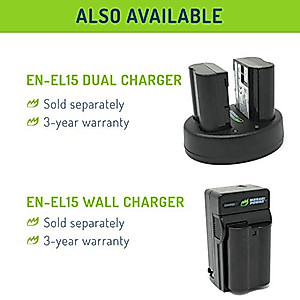 Wasabi Power Battery (2-Pack) for Nikon EN-EL15, EN-EL15a, EN-EL15b, EN-EL15c & D500, D600, D610, D750, D780, D800, D800E, D810, D810A, D850, D7000, D7100, D7200, D7500, Z5, Z6, Z6II, Z7, Z7II, 1 V1