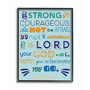 Stupell Industries Be Strong Religious Blue Orange Inspirational Word, Design by Artist The Saturday Evening Post Wall Art, 11 x 14, Black Framed