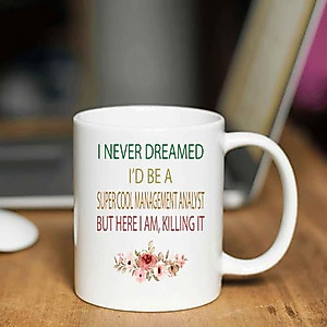 Career Success Gift - Inspirational Quotes - Grey Multicolor Unisex Sweat - Management Analyst 11 Oz White Ceramic Coffee Mug
