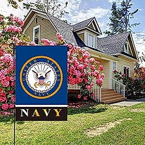 US Navy Military Garden Flags 12x18 Double Sided- United States USN Navy Memorial Small Flag Yard Banner for US Navy Naval