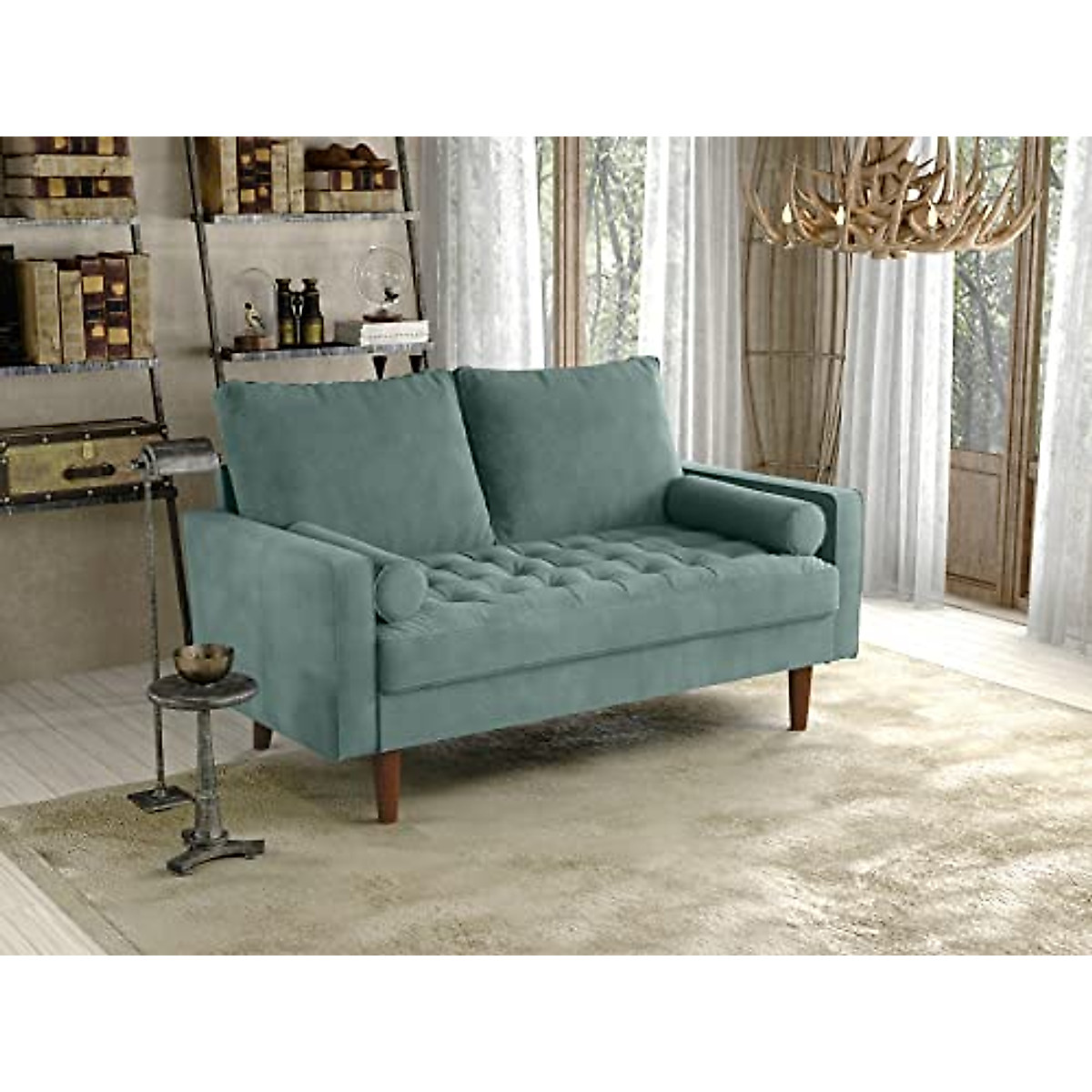 Meeyar Couches for Living Room 58'' Small Couch for Small Spaces Loveseat Small Couch for Bedroom Comfy Sofas for Living Room,Office,and Apartment,Aqua