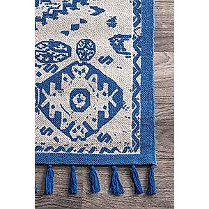 nuLOOM Noreen Kilim Tassel Runner Rug, 2' 6" x 8', Blue
