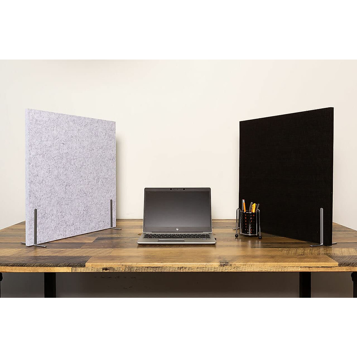 VERSARE SoundSorb Desktop Privacy Panels | Noise Dampening Modesty Panels for Desks | Edge Clip Mounts | PET Material | 24" x 24" Marble Gray Panels with Edge Clips