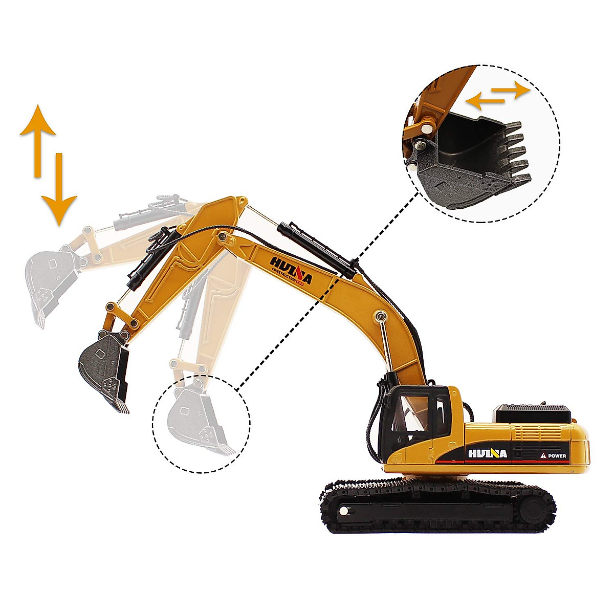 fisca 1/50 Diecast Excavator Metal Model Construction Vehicle Toy