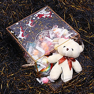 Zwish 1LB Crinkle Cut Paper Shred Filler for Gift Box 405G Crinkle Black Paper & 45G Shiny Gold Hamper Shreds for Gift Wrapping & Basket Filling(Black&Gold)