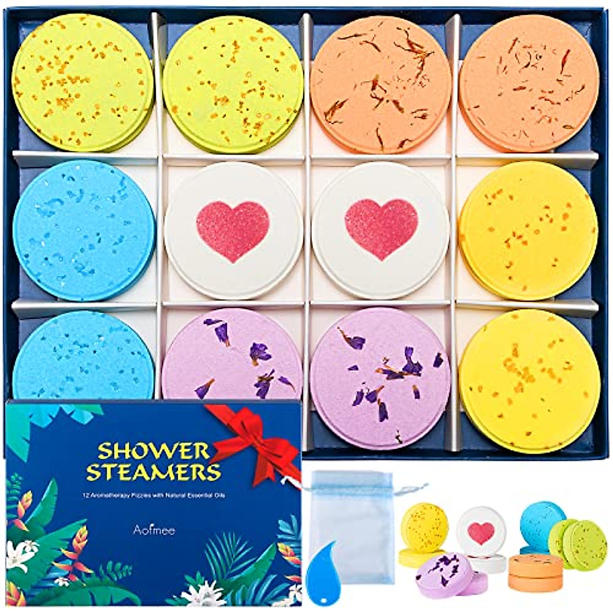 Aofmee Shower Steamers, 12 Shower Bombs, Shower Steamers Aromatherapy for Women, Shower Tablet for Mom Wife, Relaxation Gifts for Women Who Have Everything on Christmas Birthday Valentines Mothers Day