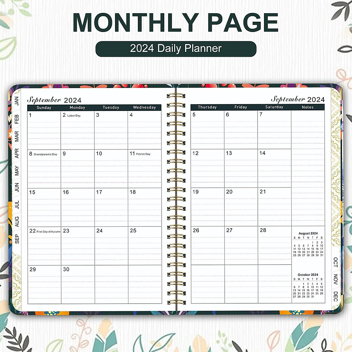 2024 Planner Weekly and Monthly, 2024 Planner 6.2" x 8.5", Academic Planner 2024,Planner Notebook with Tabs and Stickers,Twin-wire Binding,Inner Pocket, Calendar Planner Jan. 2024 - Dec. 2024 (1 Pack)