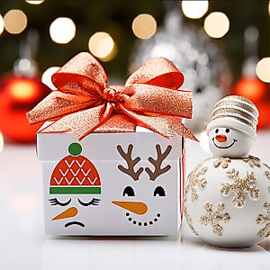 iMagitek 36 Pcs Snowman Face Stickers for Christmas Ornaments Snowman Face Decals DIY Vinyl Stickers for Water Bottles Christmas Ball Refrigerator Window Clings Christmas Decorations