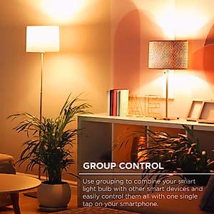 Merkury Smart A19 Color Changing Light Bulbs - 2-Pack, Dimmable, Compatible with Alexa and Google Assistant