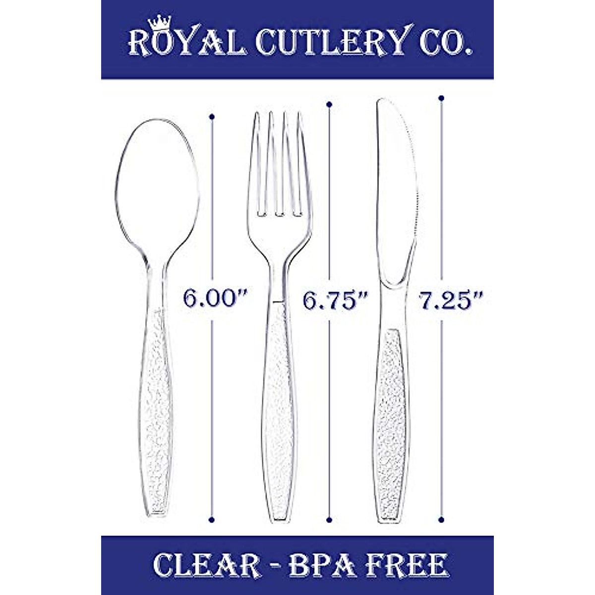 ROYAL CUTLERY CO. Disposable Cutlery set, Color: Clear, 360 Pieces, Heavy Duty Plastic Utensil Set, 180 Forks, 120 Spoons, 60 Knives.