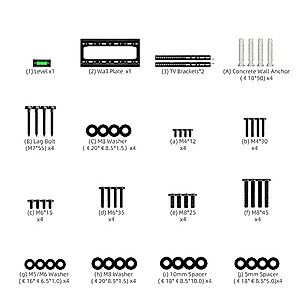 HOME VISION TV Wall Mount Fixed, Low Profile TV Mount, Wall Mount TV Bracket for Most 26-55 inch TVs with Max VESA 400X400mm up to 99lbs Fits 16'' Wood Studs, Quick Release Lock