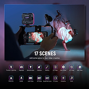 NEEWER RGB62 Magnetic RGB Video Light with Upgraded APP Control, 360° Full Color LED Camera Light with 3 Cold Shoes CRI97+ 2500K-8500K 17 Scenes 2000mAh Rechargeable Portable Photography Lighting