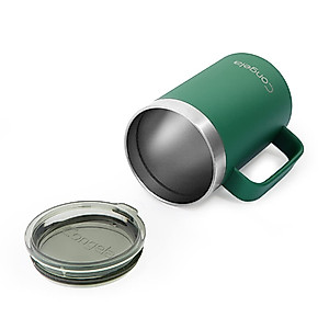 Congela 18oz Premium Stainless steel insulated coffee mug with handle, double wall insulated coffee mug, travel camping cup with Tritan lid, Green color(Forest, 18oz)