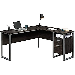 Sauder Rock Glen L-Desk, L: 59.84" x W: 57.32" x H: 29.65", Blade Walnut Finish