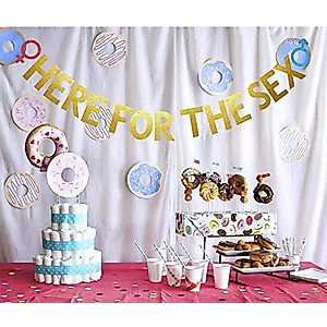 Here for The Sex Banner Gold Glitter Garland for Baby Shower Gender Reveal Party Supplies Decorations by Ucity