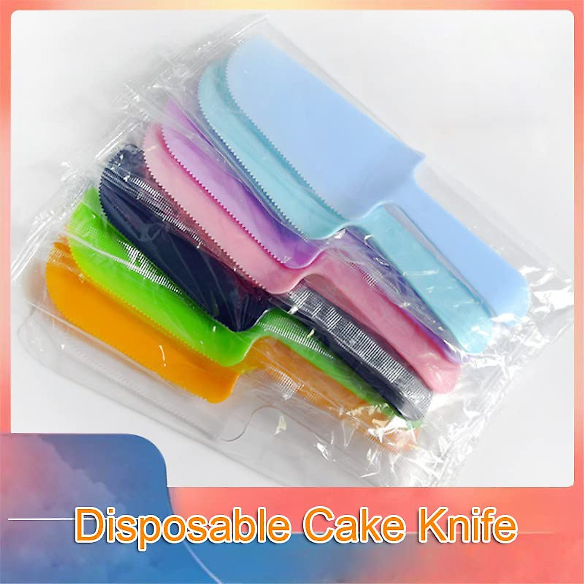TorSor 20 Pack Disposable Cake Cutter Slicer Plastic Serrated Cutting Knife Server Spatula Knives Serving Utensils for Pie Pizza Pastry Dessert Bakery Bread Kitchen Wedding Birthday Party