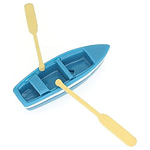 4 Pack Miniature Rowboat Little Resin Boat Canoe Model with Oars for Fairy Garden Home Decoration [FDXGYH]