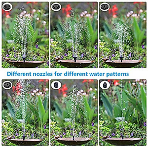 AISITIN 2.5W Solar Fountain Pump, DIY Outdoor Solar Water Fountain Pump with 6 Nozzles and 4ft Water Pipe, Solar Powered Pump for Bird Bath, Ponds, Garden and Fish Tank Pond and Other Places