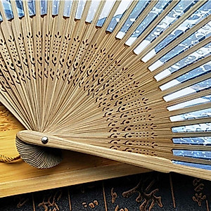 RAZZUM Decorative Folding Fans Hand Held Folding Fans Small Folding Fan Wooden Bamboo Home Wall Decoration Handmade Jewelry Wedding Party Gift Gift Hand Fan Fan