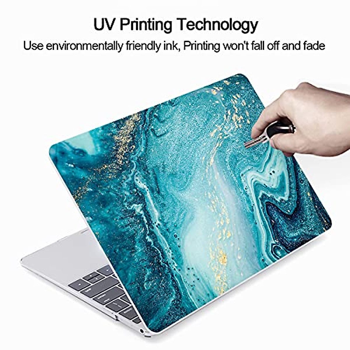 MAITTAO MacBook Air 13 Inch Case 2020 2019 2018 Release Model A1932 A2179 A2337 M1, Durable Hard Case Cover with Laptop Sleeve & Keyboard Cover for Mac Air 13.3 with Retina Touch ID, Marble Blue