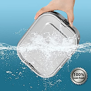 VIKCOLEE Stainless Steel Bento Lunch Food Box Container, 5-Compartment Large 1400ML Metal Bento Lunch Box Container for Kids or Adults with Lockable Clips to Leak Proof - BPA-Free - Dishwasher Safe