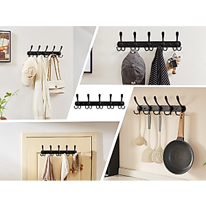 YOUDENOVA Wall Mount Coat Hook, Metal Coat Hanger for Hanging Clothes, Black Wall Coat Hooks for Bedroom, Kitchen, Bathroom, Black