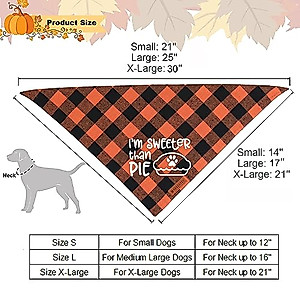 ADOGGYGO Thanksgiving Dog Bandanas, Orange Plaid Pet Scarf, Premium Cotton Fabric, Multiple Sizes Offered, Fall Thanksgiving Bandanas for Small Medium Dogs Pets (Small, Thanksgiving)