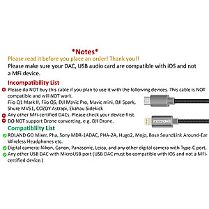 Meenova 8 pin-to-MicroUSB DAC OTG Cable for iPhone/iPad/iPod Chord Mojo Hugo2 Pha3 Fiio HiFi Oppo HA2 K5, Sony MDR-1ADAC, Roland GO Mixer, iRig HD2, Nikon Digital Camera,Transfer Photos, 15cm 0.5ft