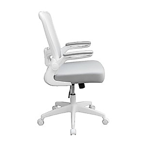 Boss Office Products Mesh Task Chair with Flip Up Arms, Grey/White