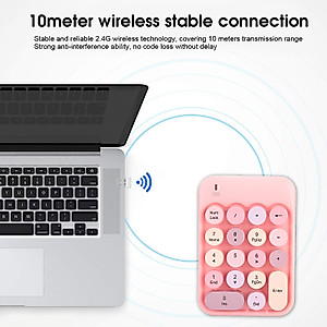 S erounder Wireless Numeric Keypad, Mini Digital Numpad 18 Keys Ergonomic Number Pad Keyboard with 2.4G USB Receiver & Cholate Keycap for LaptopPCDesktop(Pink)