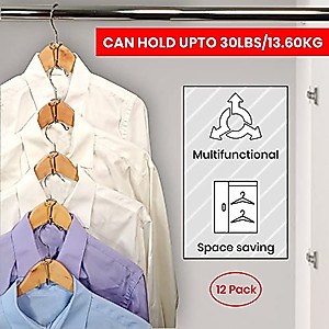 12-Pack Space Saver Heavy Duty Premium Hanger Clips Hook connectors Extenders Fits Over The Neck of Any Thin or Thick Plastic or Metal Closet Hangers Efficient Storage Easy Access