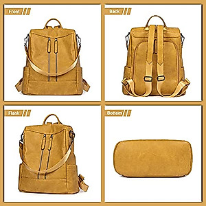 BROMEN Backpack Purse for Women Leather Anti-theft Backpack Fashion College Shoulder Handbag Yellow