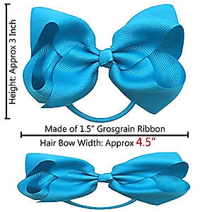 40Pcs 4.5 Inches Boutique Pops Hair Bows Elastic Hair Ties Grosgrain Ribbon Big Cheer Bow Ponytail Holder Rubber Hair Bands for Girls Toddlers Kids Teens In Pairs