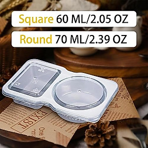 luteaint Reusable on the Go Snack Containers, Double Compartment Condiment Container with Lids, Nut Snack Pack Containers, for To-Go Sauce, Sampling, Travel Snack(5pc)