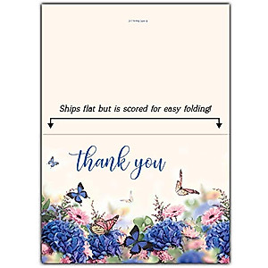 Floral Funeral Sympathy Bereavement Thank You Cards With Envelopes - Message Inside (50, Floral Butterfly)